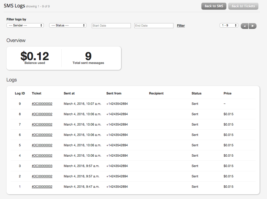 SMS Logs: View logs of text messages triggered from HappyFox - HappyFox Support